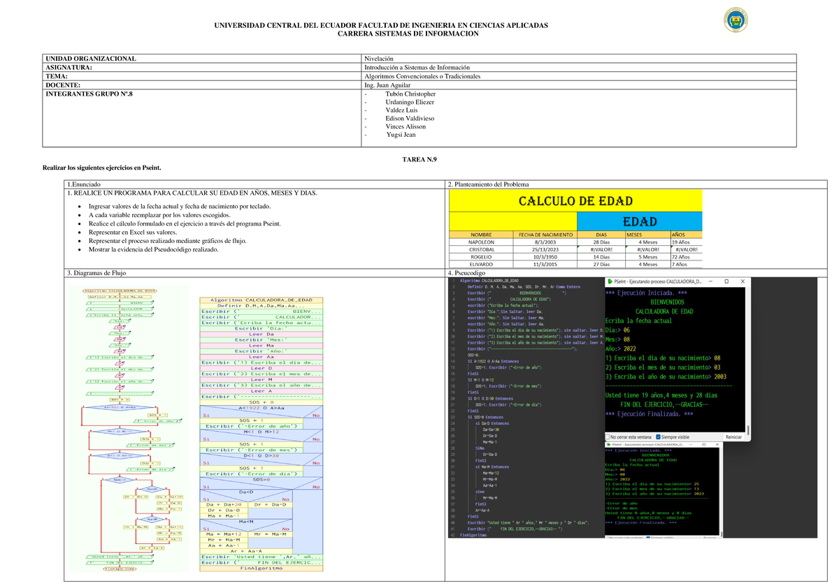 Grupo #8-Ejercicios de programacion - CARRERA SISTEMAS DE INFORMACION ...