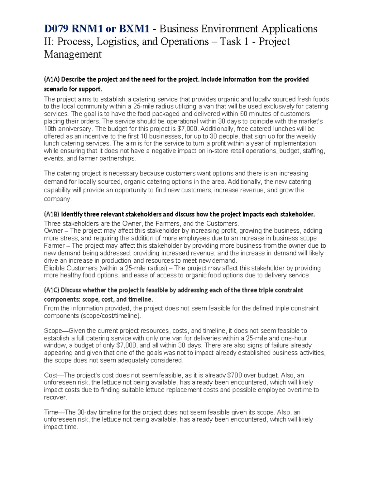 D079 Business Env App - Task 1 complete and Passed first try - D079 ...