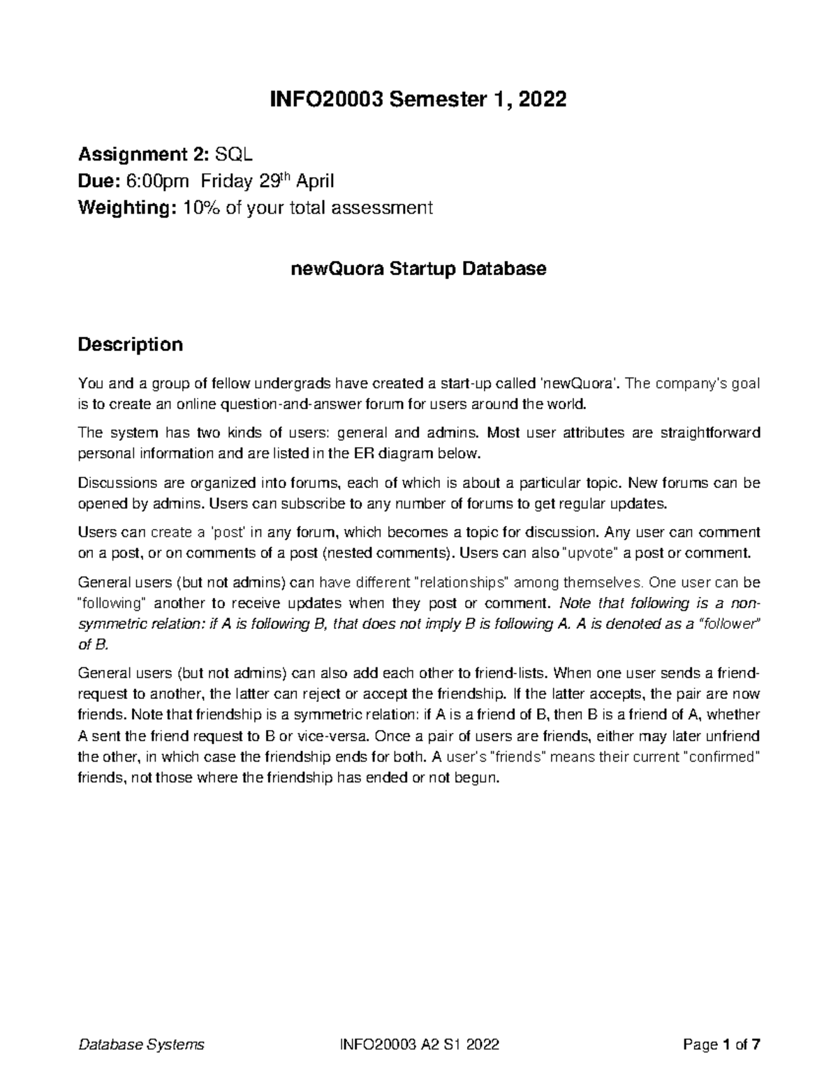 Info2000 3-a2-new Quora - INFO20003 Semester 1, 2022 Assignment 2: SQL ...