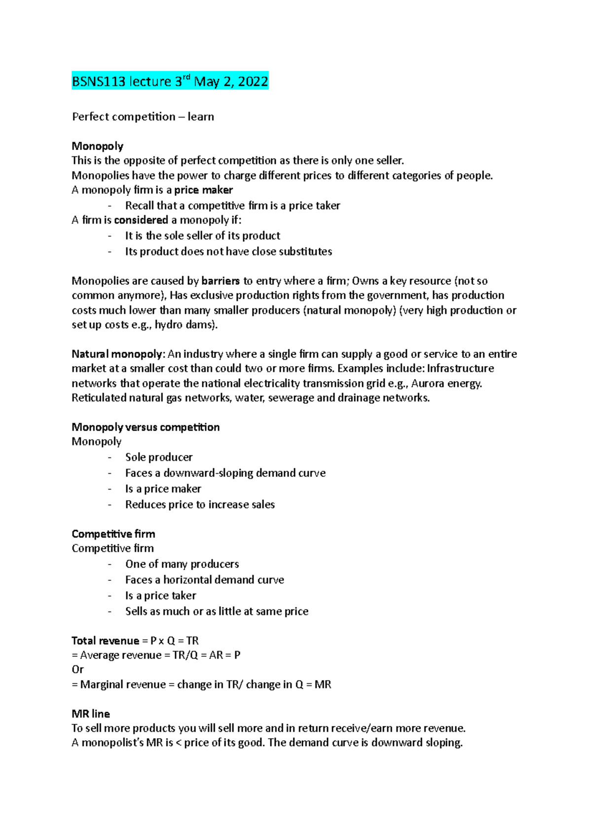 113 lectures - this is a quick summary of lecture notes for economic ...