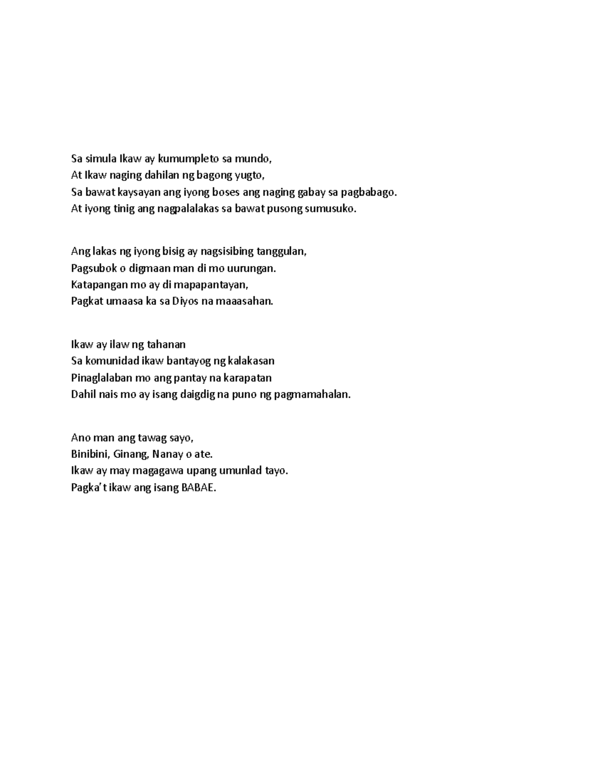 Tula - tdtd - Sa simula Ikaw ay kumumpleto sa mundo, At Ikaw naging ...
