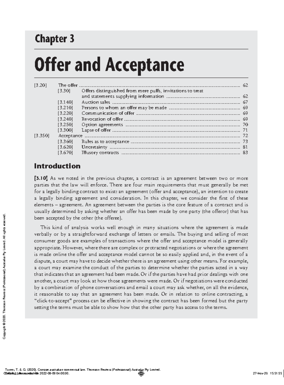 Concise Australian Commercial Law - (Chapter 3 Offer and Acceptance ...
