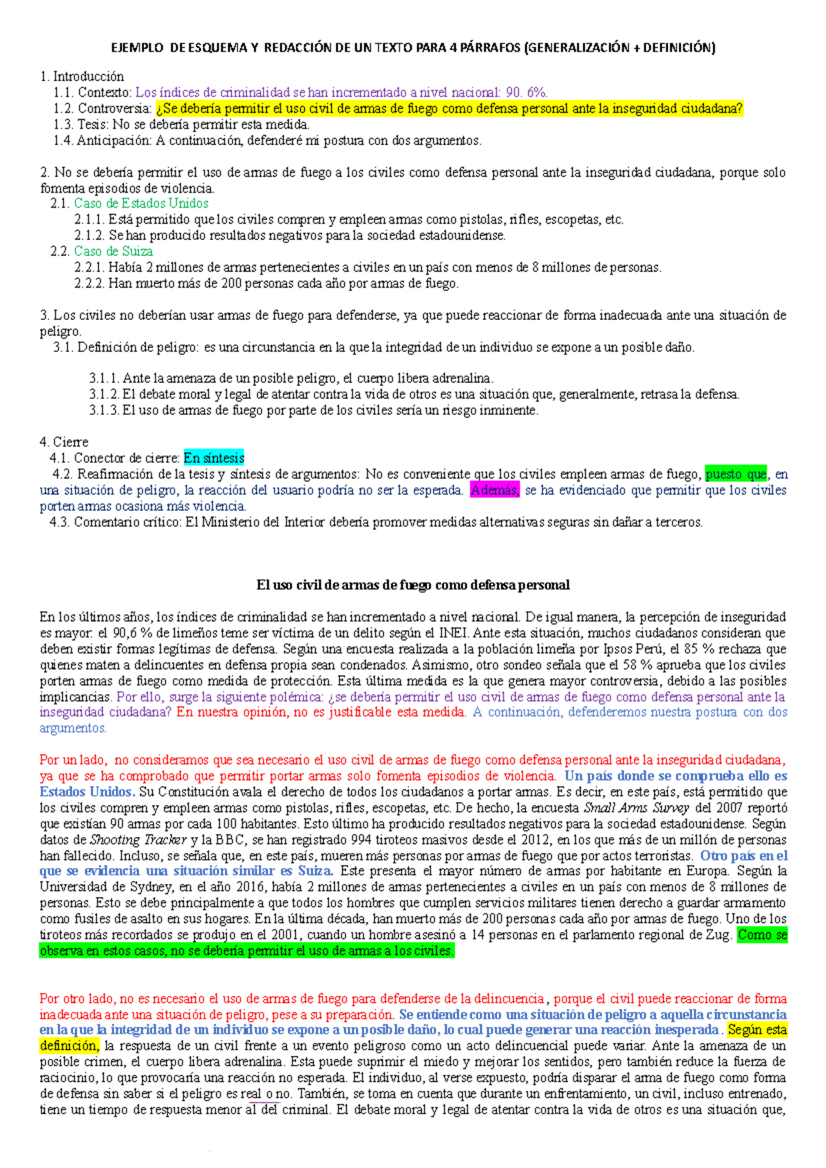 Modelo de redacción con definición y generalización - EJEMPLO DE ...