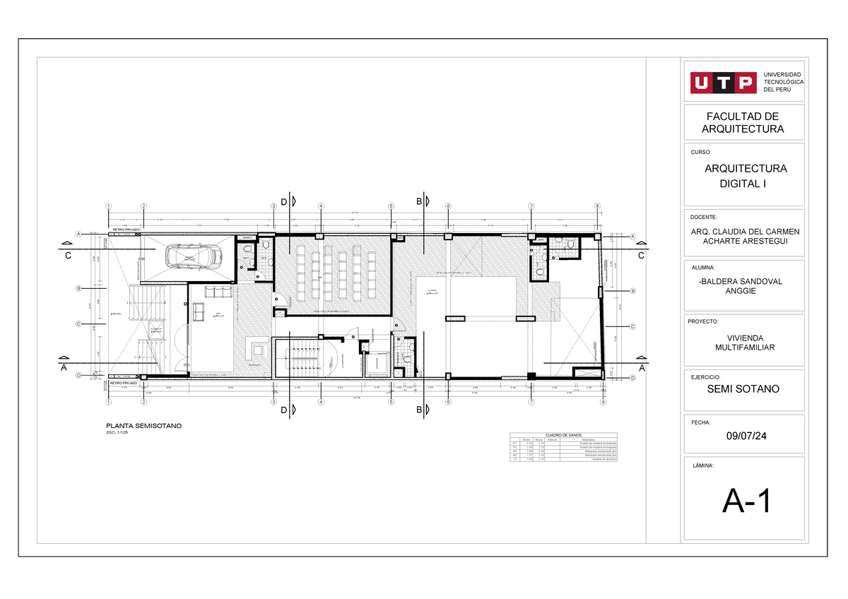 Semisotano - arquitectura digital - 7654321 8 9101112131415 SSHH NPT.± ...