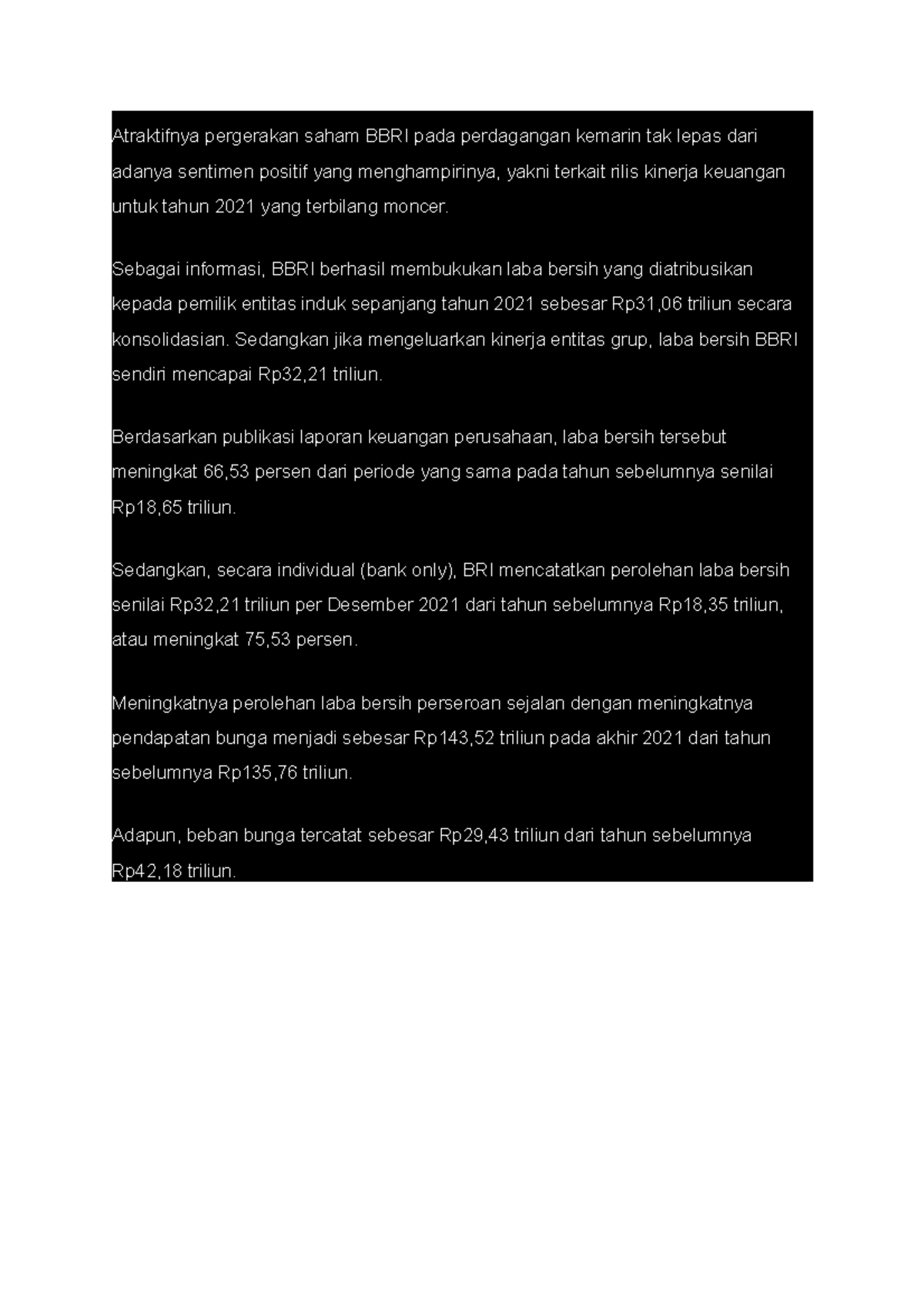 Atraktifnya pergerakan saham BBRI pada perdagangan kemarin tak lepas ...