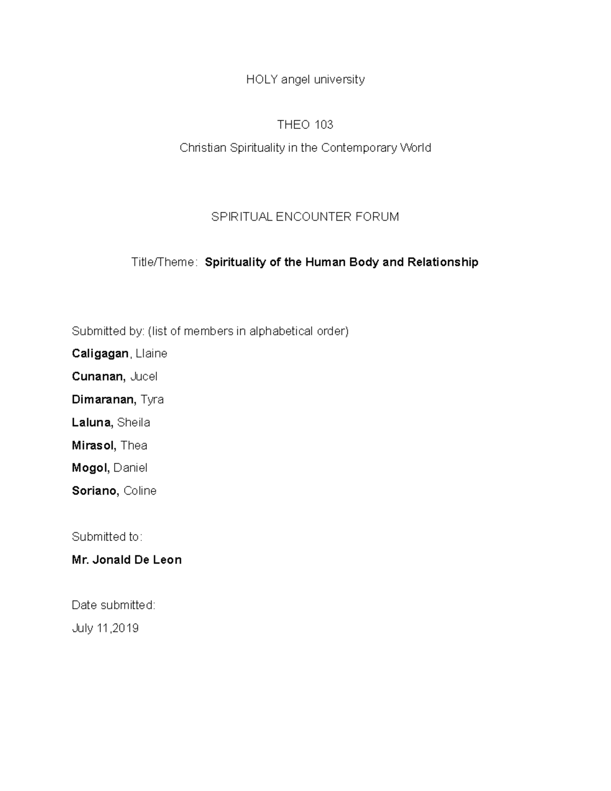 Theo - midterms project - HOLY angel university THEO 103 Christian ...