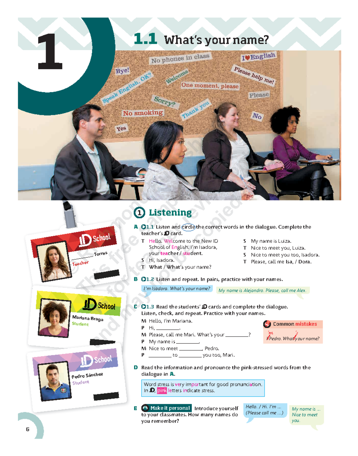 English-ID-Starter 2nd Edition Students Book Unit 1 just unit one ...