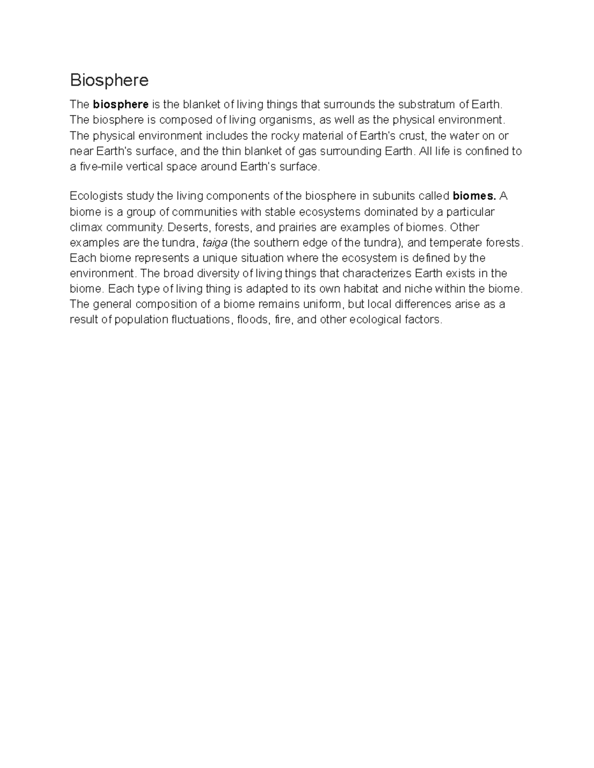 Biosphere - Biosphere The biosphere is the blanket of living things ...