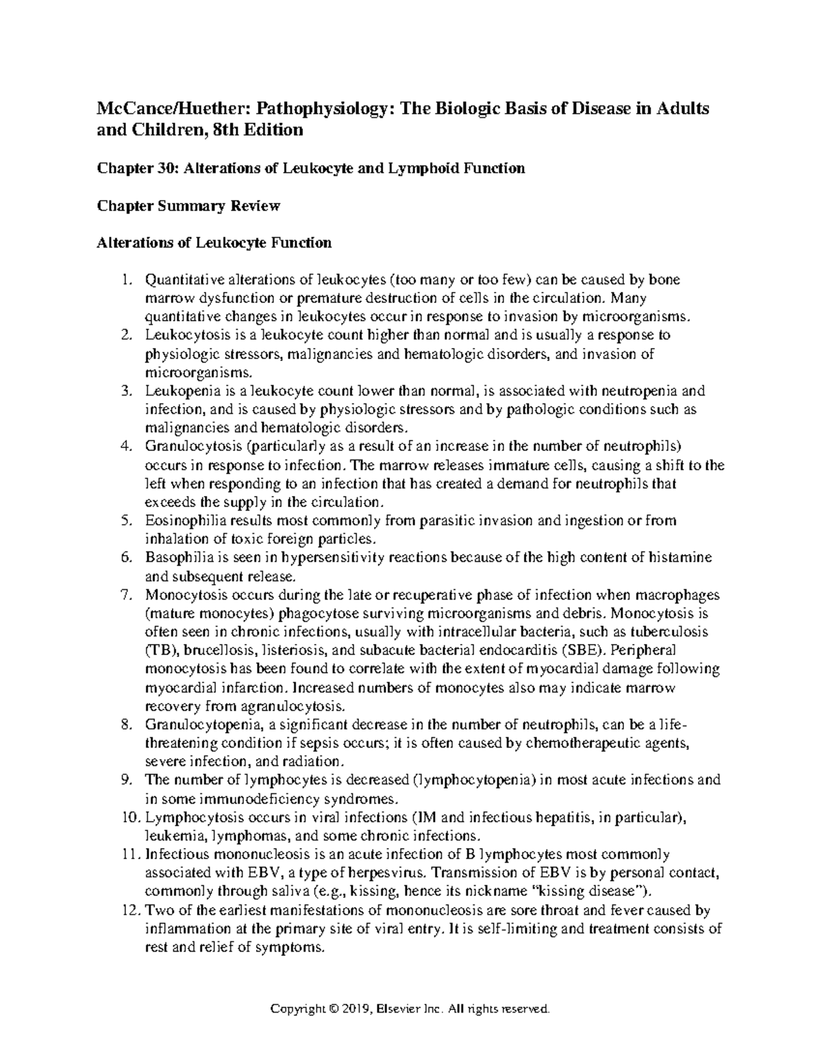 Chapter 030.pdf Allterations in Leukocyte and Lymphoid functions - Copyright © 2019, Elsevier ...