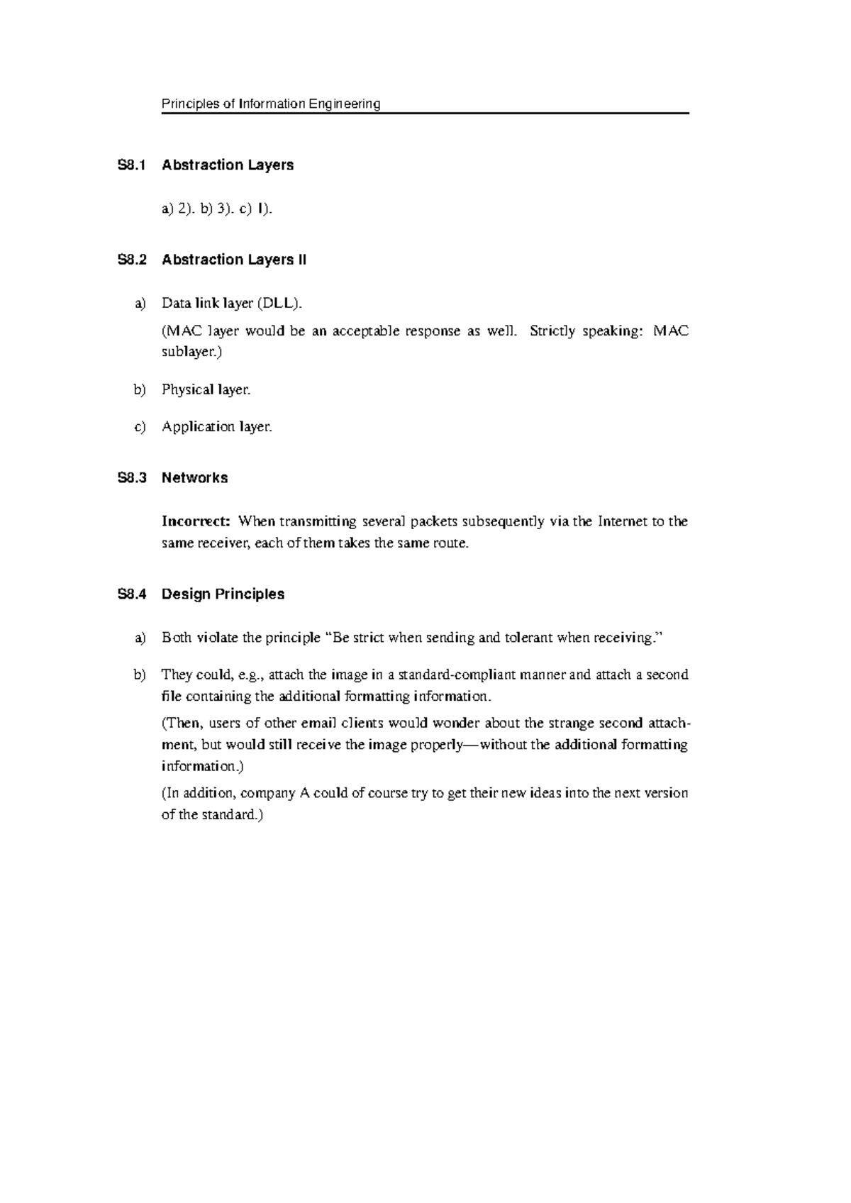 Pie tut 08 Internet sol - Principles of Information Engineering S8 Abstraction Layers a) 2). b ...