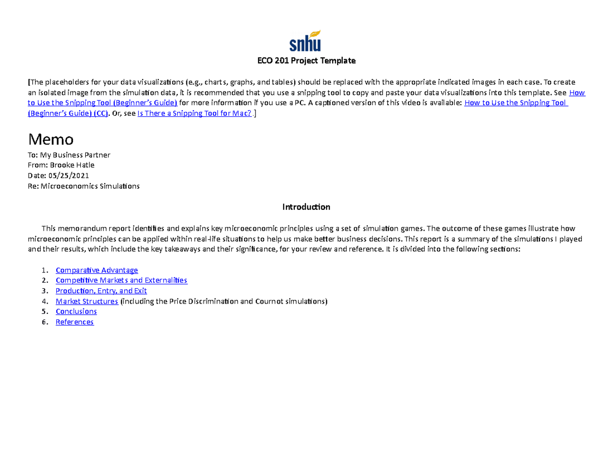 ECO 201 4-2 Simulation Checkpoint - ECO 201 Project Template [The ...