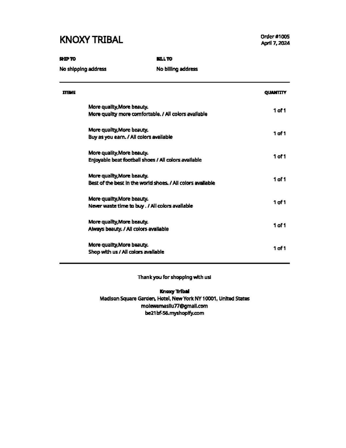 Knoxy tribal - DO PRACTICE. - KNOXY TRIBAL Order April 7, 2024 SHIP TO ...