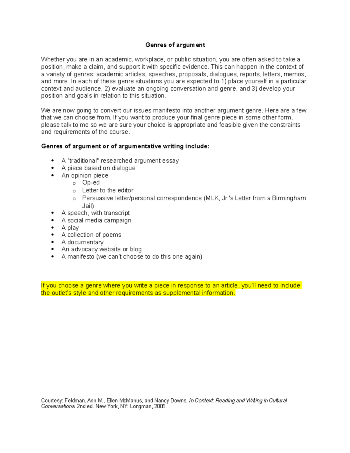 Genres of argument - Genres of argument Whether you are in an academic ...