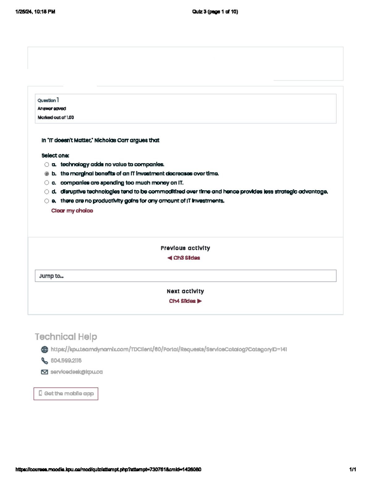 Quiz 3 - Quiz - CBSY 2205 - Studocu