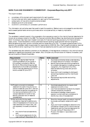 Corporate Reporting mark July 2019 plan - MARK PLAN AND EXAMINER’S ...