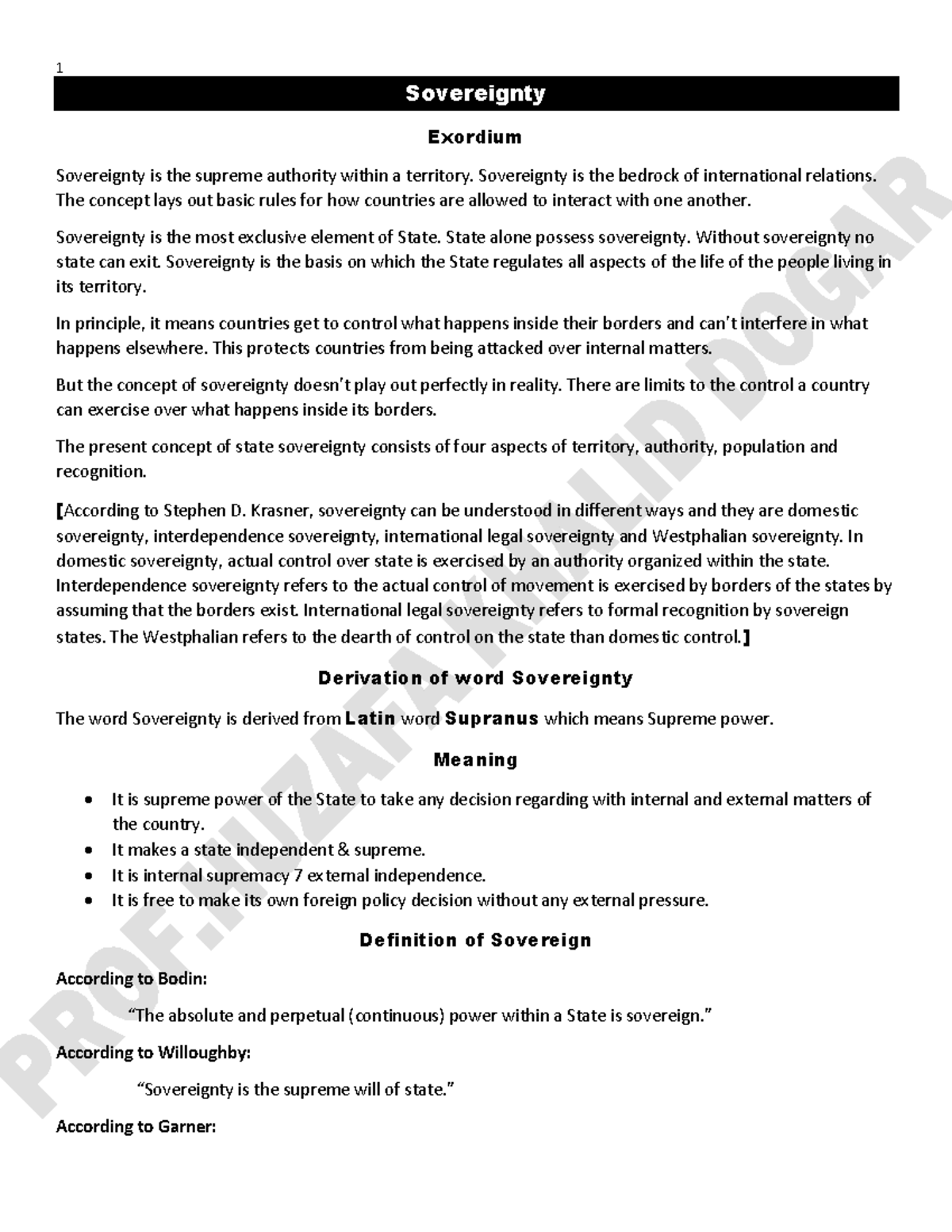 Sovereignty - Political Science - Punjab University - Studocu