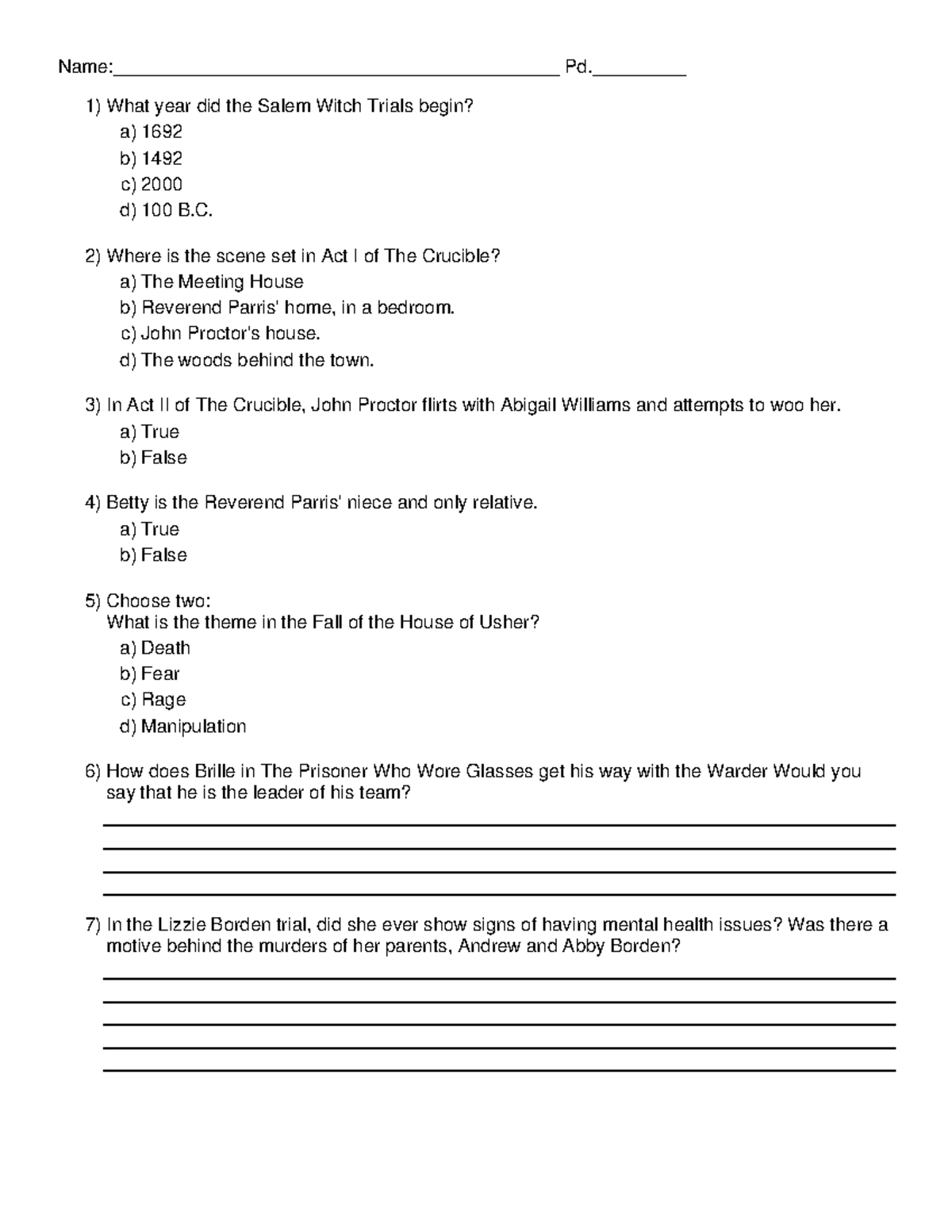 English 11 Semester 1 final ORIG - Name ...