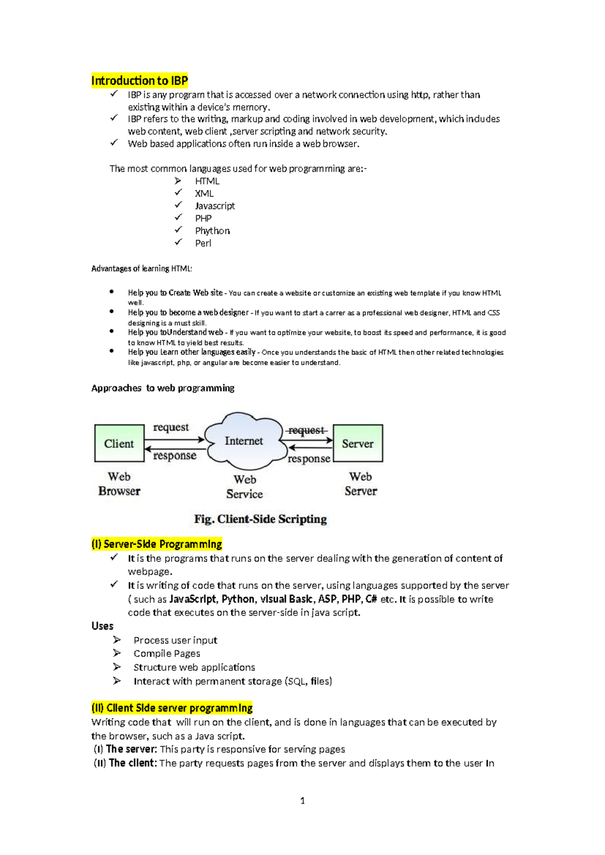Introduction to ibp notes - Introduction to IBP IBP is any program that ...
