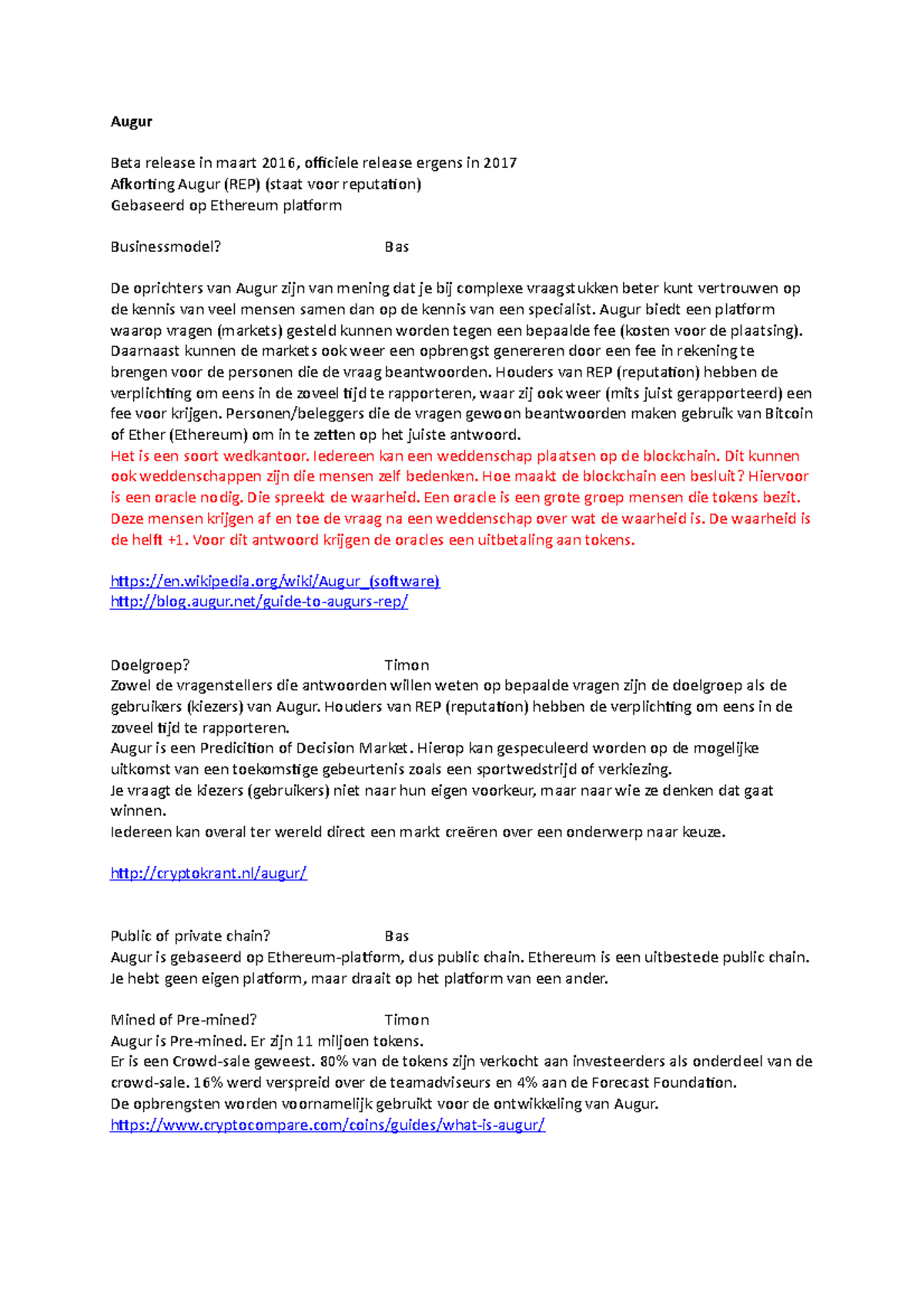 Augur informatie - Augur Beta release in maart 2016, officiele release ...