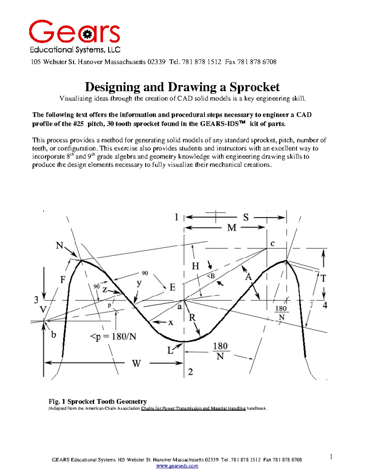 Design draw sprocket 5 - GEARS Educational Systems 105 Webster St ...