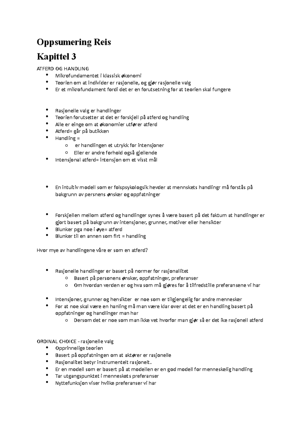 Oppsumering Reiss - Philosophy of Economics - Oppsumering Reis Kapittel ...