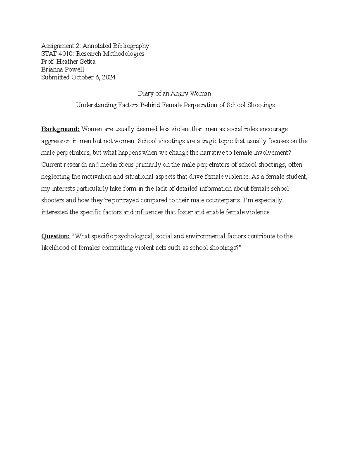 Annotated Bibliography - Powell, Brianna - Assignment 2: Annotated ...