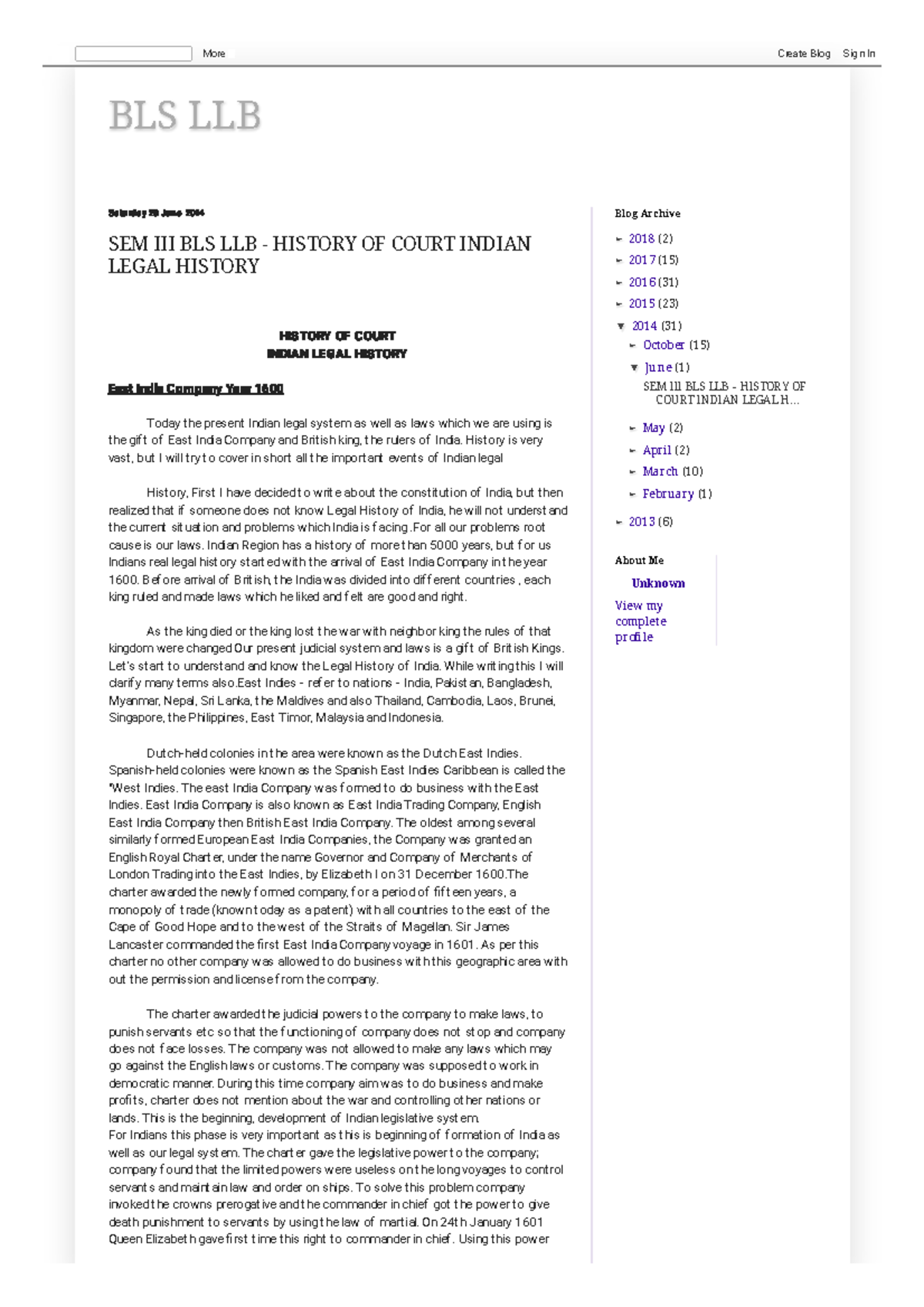 Hoc - Ba llb 3rd sem history of court notes - BLS LLBBLS LLB S aturday ...