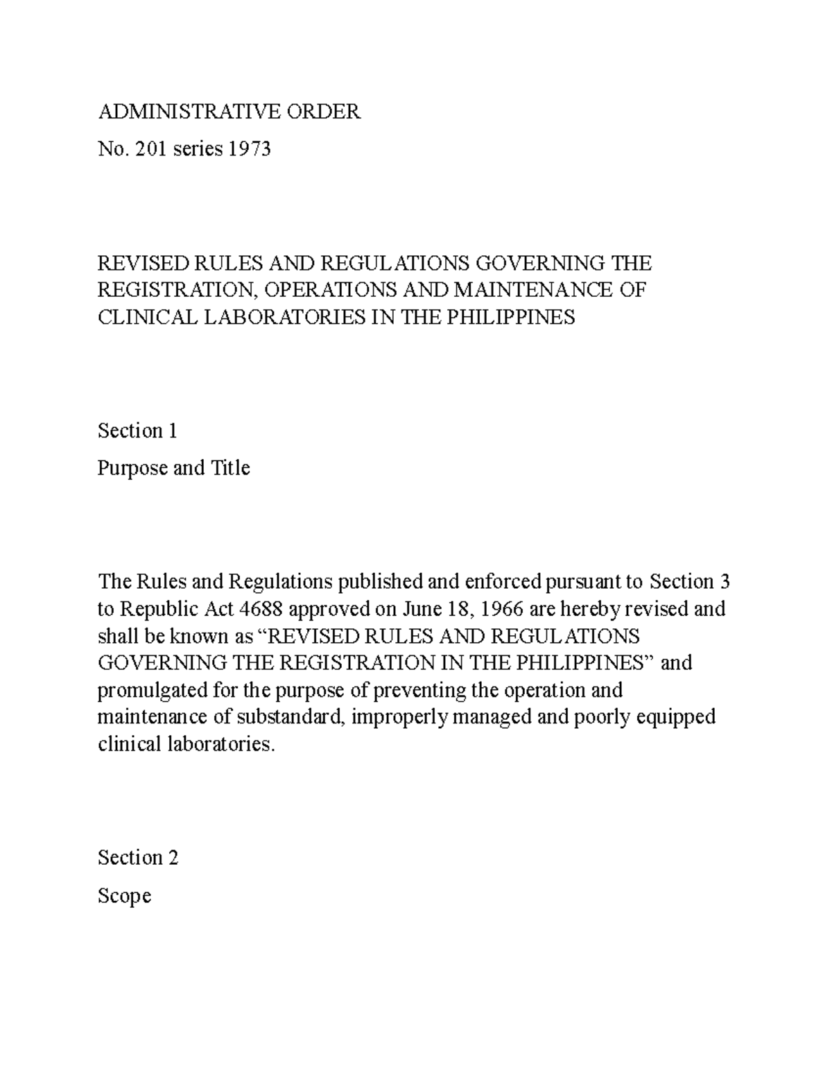 Administrative Order 201 - ADMINISTRATIVE ORDER No. 201 series 1973 ...