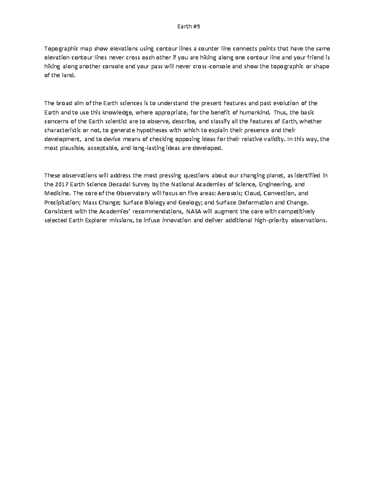 Science #9 - Notes - Earth # Topographic map show elevations using ...