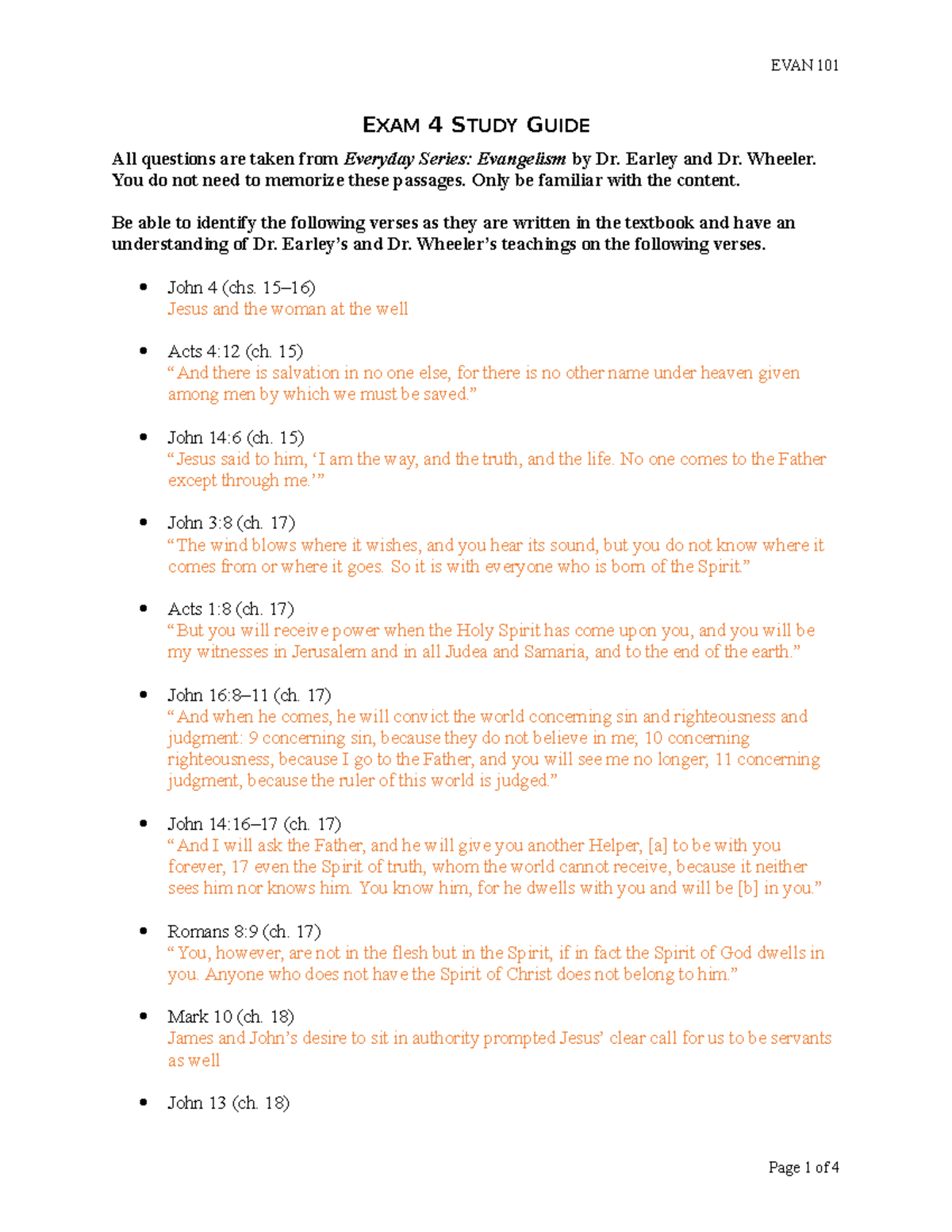 Exam 4 Study Guide - EXAM 4 STUDY GUIDE All questions are taken from ...