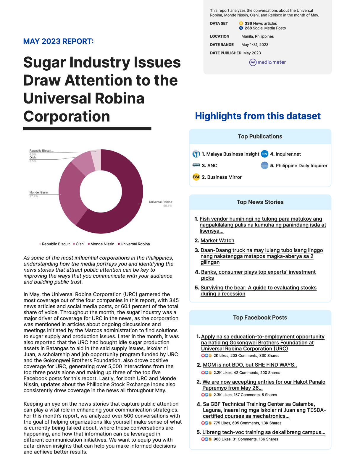 May 2023 - Universal Robina, Monde Nissin, Oishi, Rebisco - MAY 2023 ...