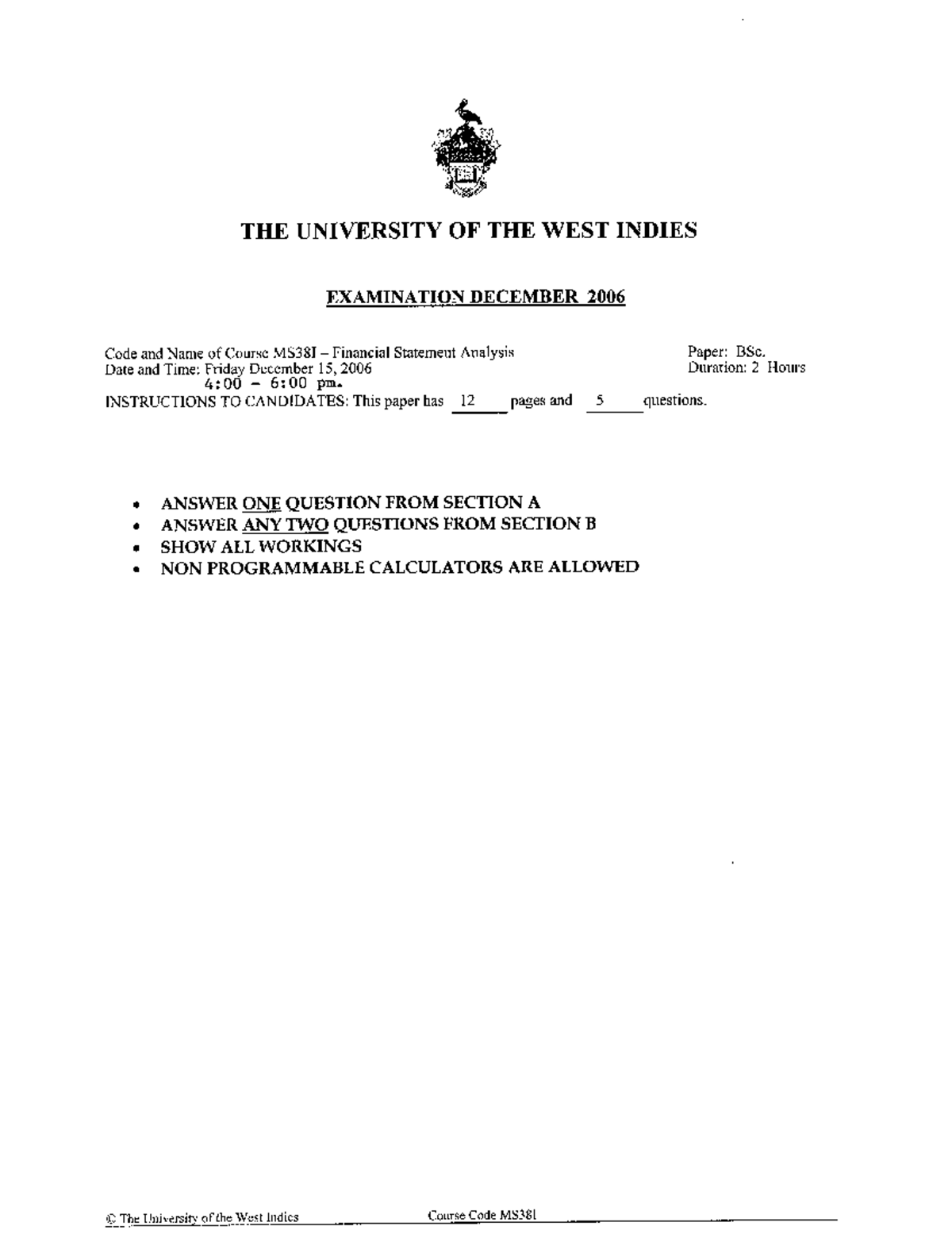 MS38I 15122006 - Financial Statement Analysis ACCT3064 - UWI Mona - Studocu