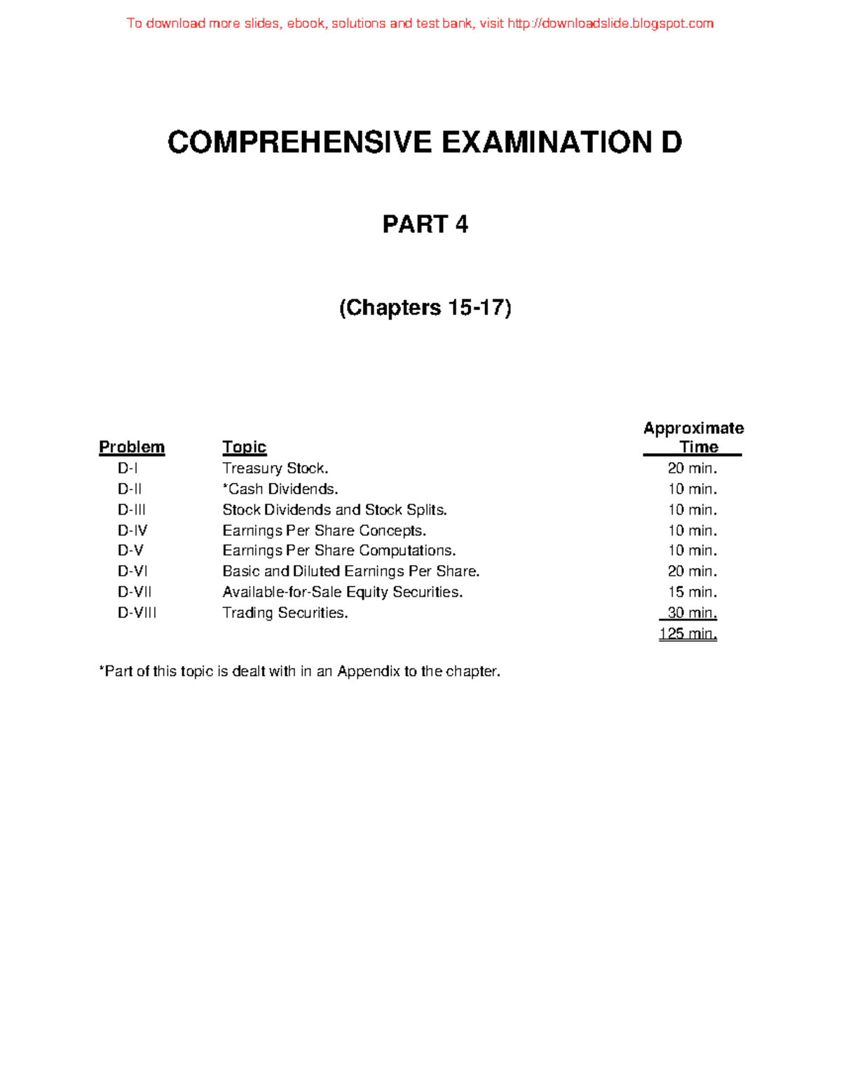 Comprehensive Exam D - Test Bank - COMPREHENSIVE EXAMINATION D PART 4 ...