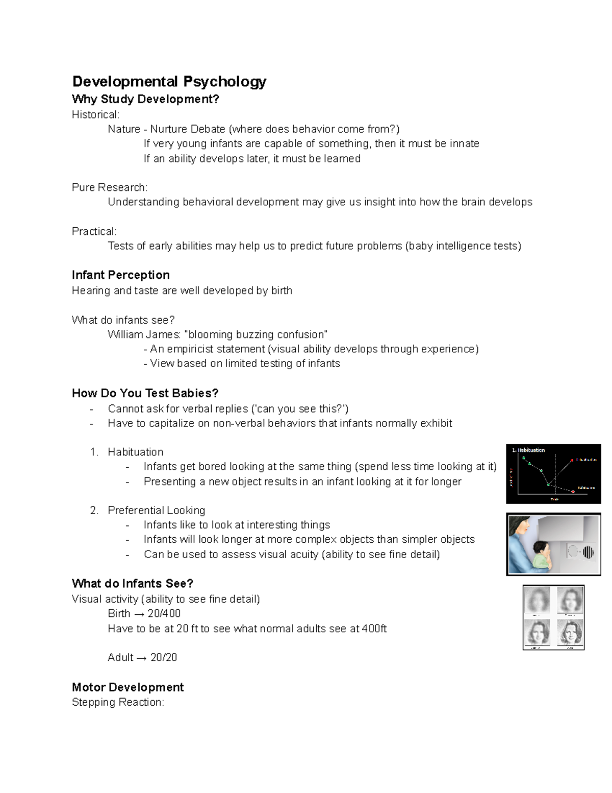 Psych. Chapter 4 - Developmental Psychology Why Study Development ...