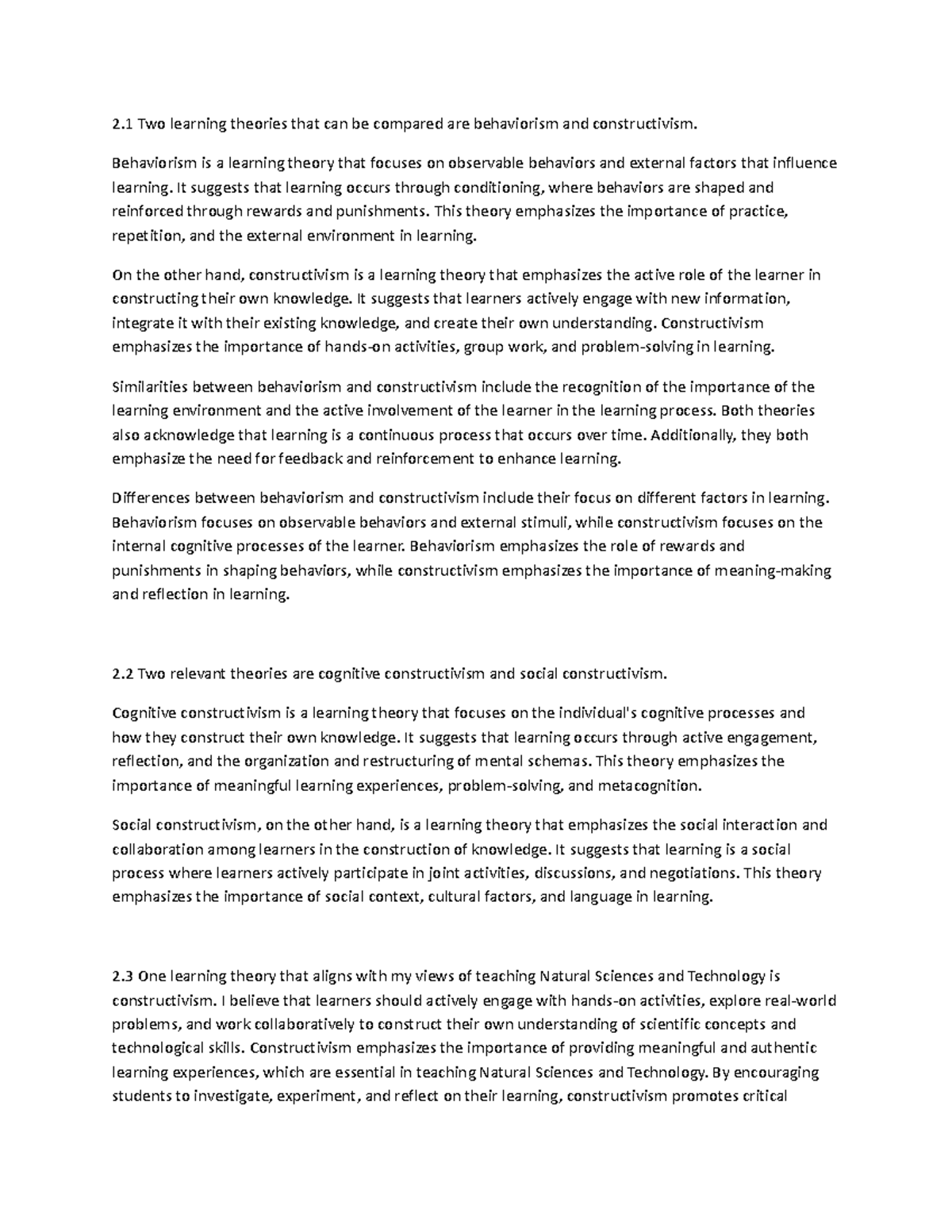 Tmn3701 ass2 - assignment - 2 Two learning theories that can be ...