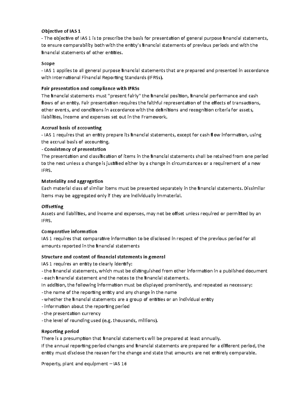 Objective of IAS 1 - Lecture notes 1 - Objective of IAS 1 The objective ...