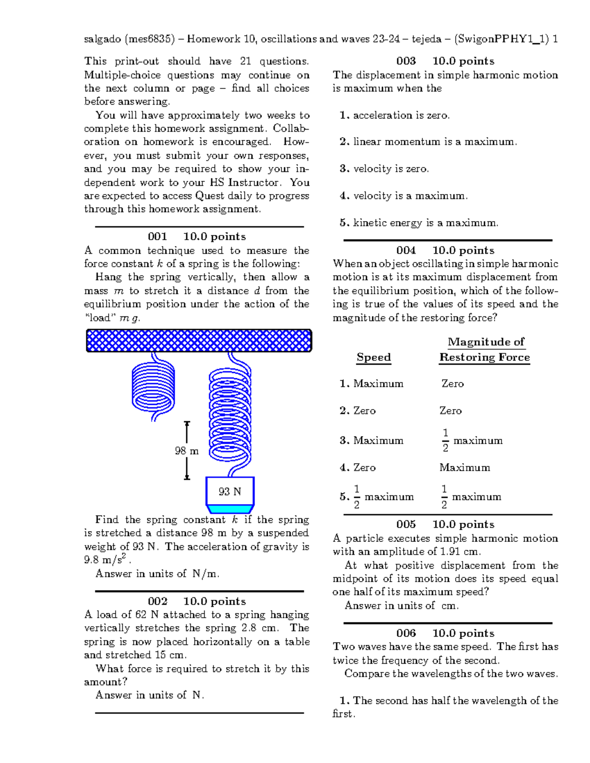 Homework 10, oscillations and waves 23-24-problems - salgado (mes6835) Homework 10, oscillations ...