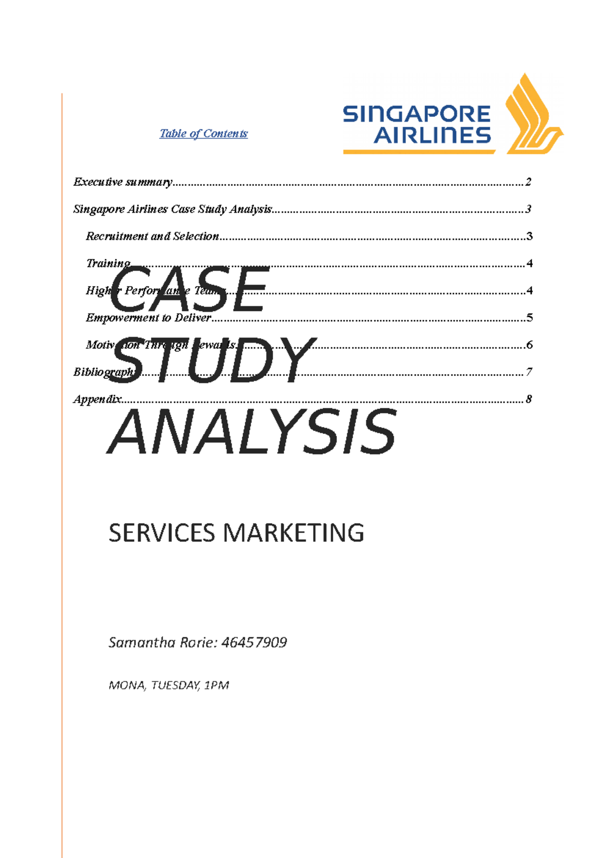 Final CASE Study - Table of Contents Executive - Studocu