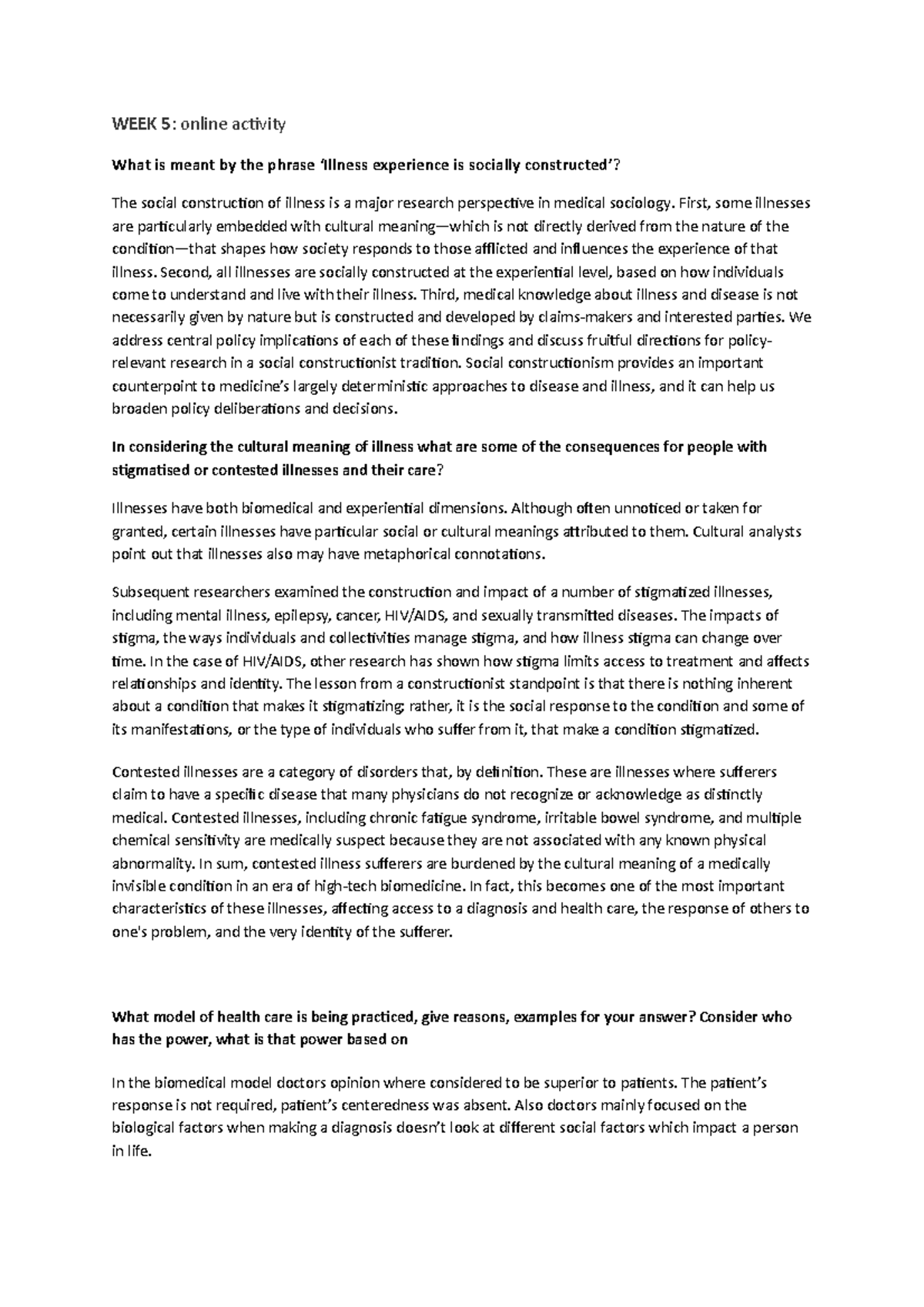 WEEK 5 - Lecture notes 5 - WEEK 5: online activity What is meant by the ...
