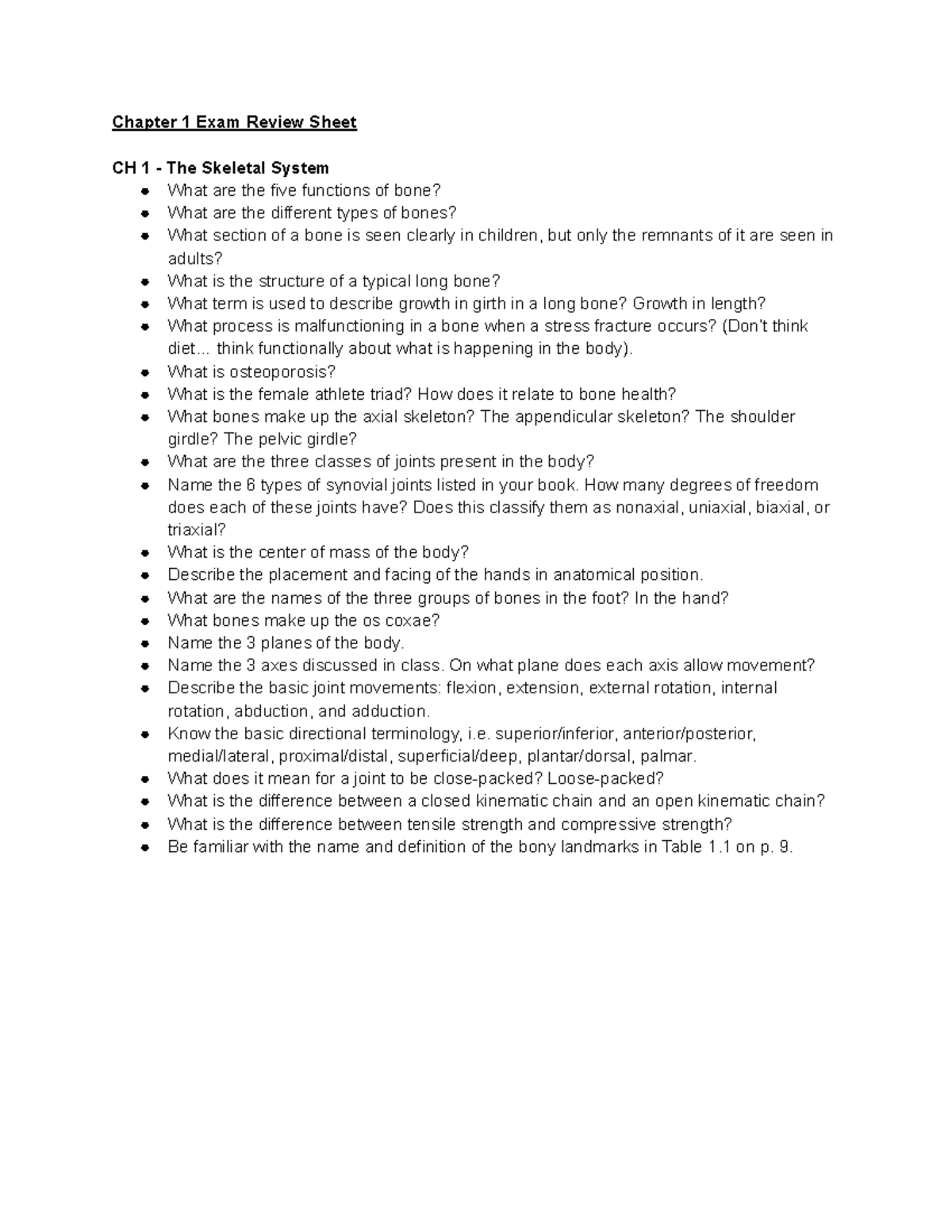 Test 1 (Ch. 1) - This is the review sheet as published on Canvas by the ...