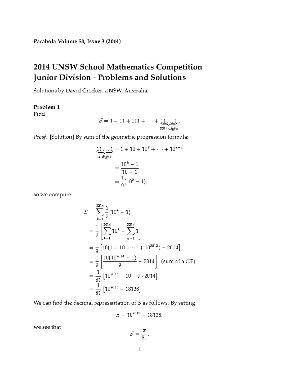 Maths competition papers for practice and revision of techniques ...