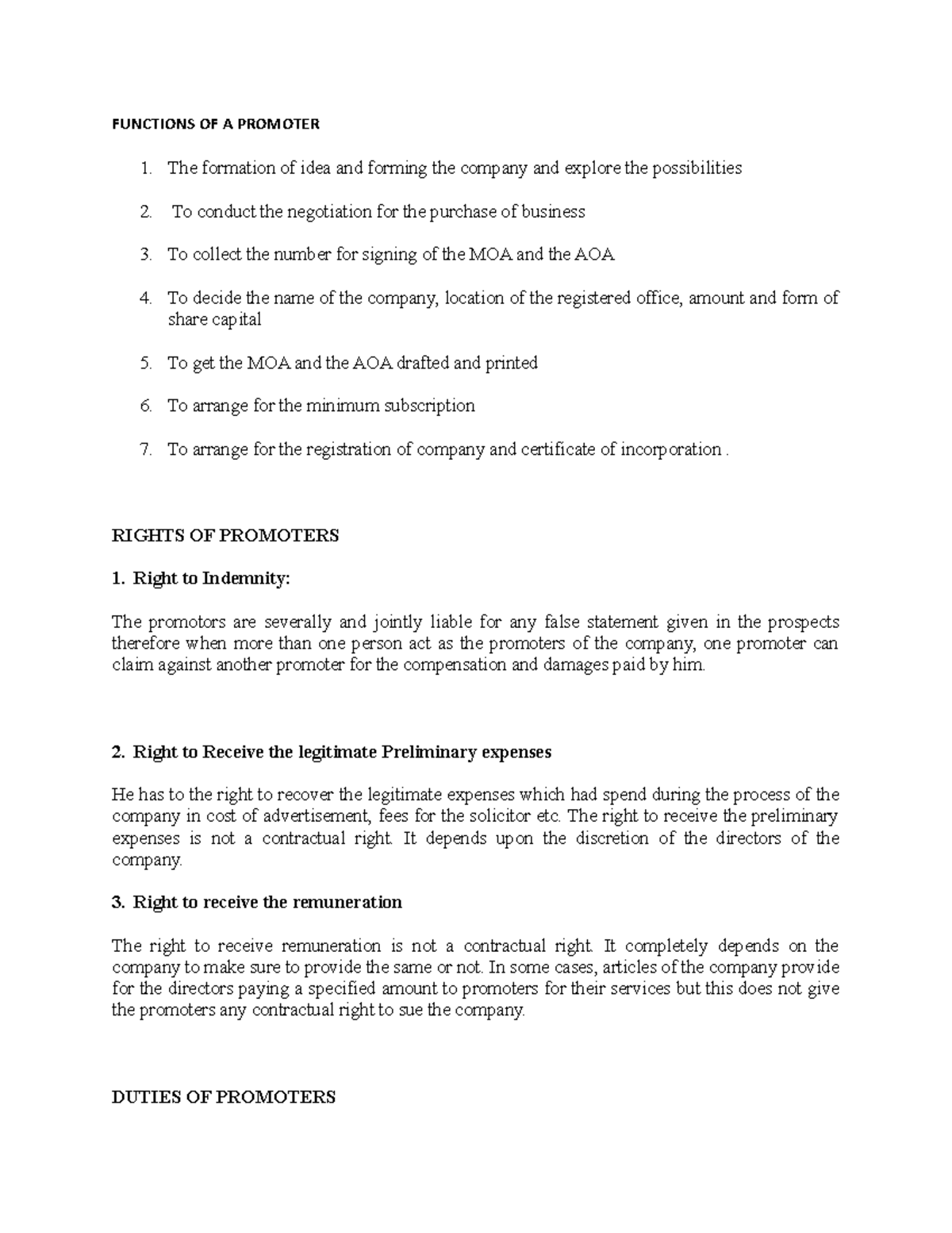 Functions OF A Promoter - FUNCTIONS OF A PROMOTER 1. The formation of ...
