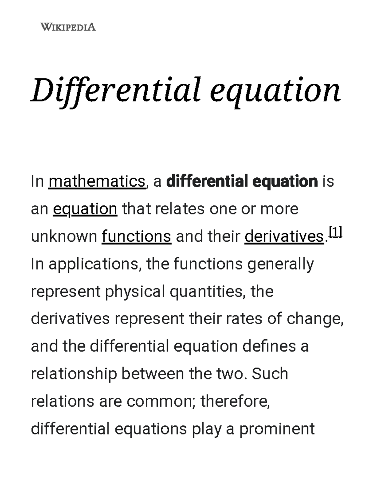 Differential equation - Wikipedia - Differential equation In ...