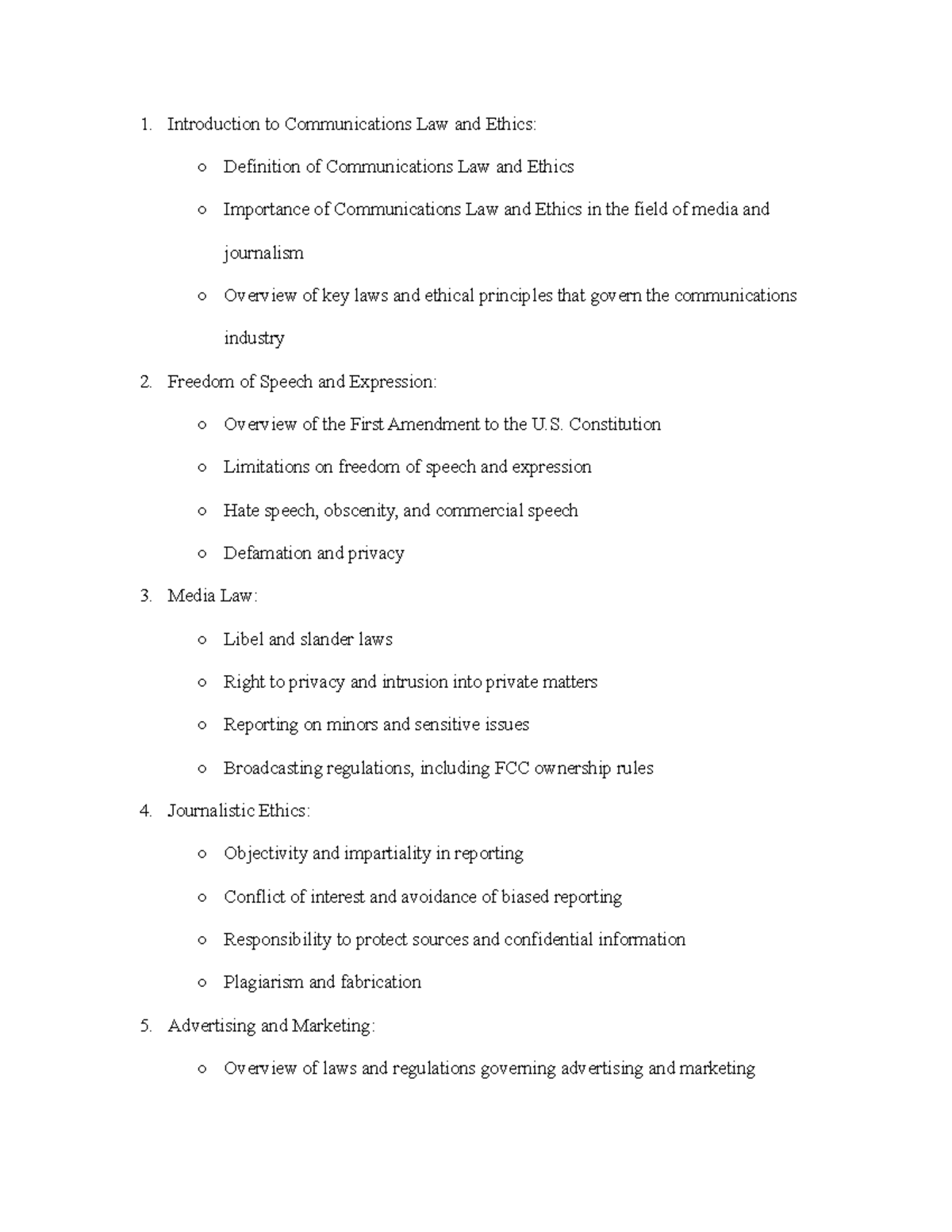 Communications Law and Ethics Notes Part 1 - Introduction to ...