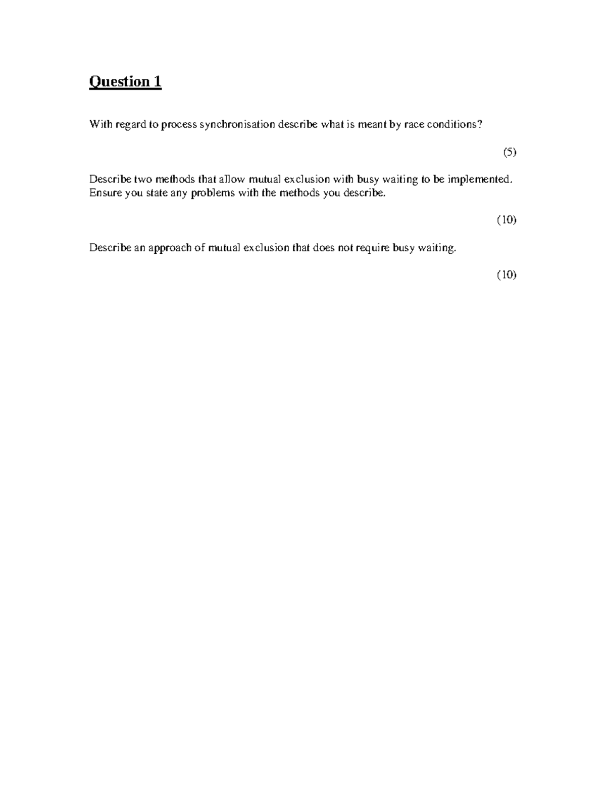 2001-2002 Operating system questions and answers - With regard to ...