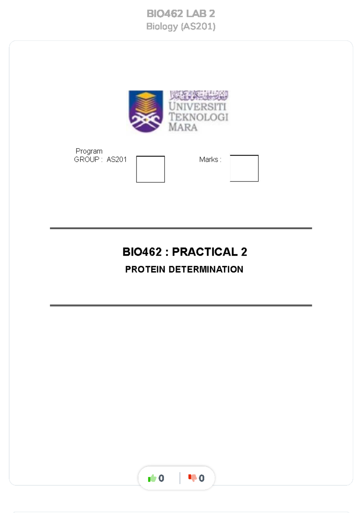 Bio462-lab-2 compress - BIO462 LAB 2 Biology (AS201) Program GROUP ...
