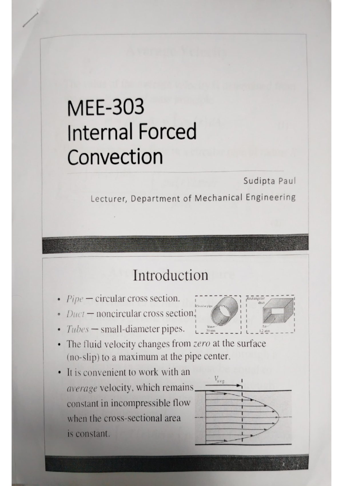 MEE - 303 Internal Forced Convection - Mechanical - Studocu