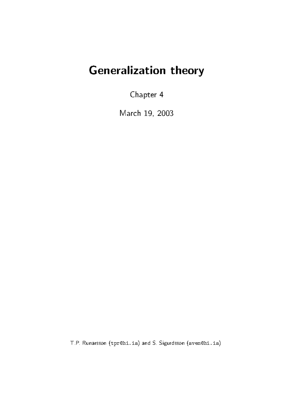 Generalization Theory fo understanding chapter 5 - Generalization ...