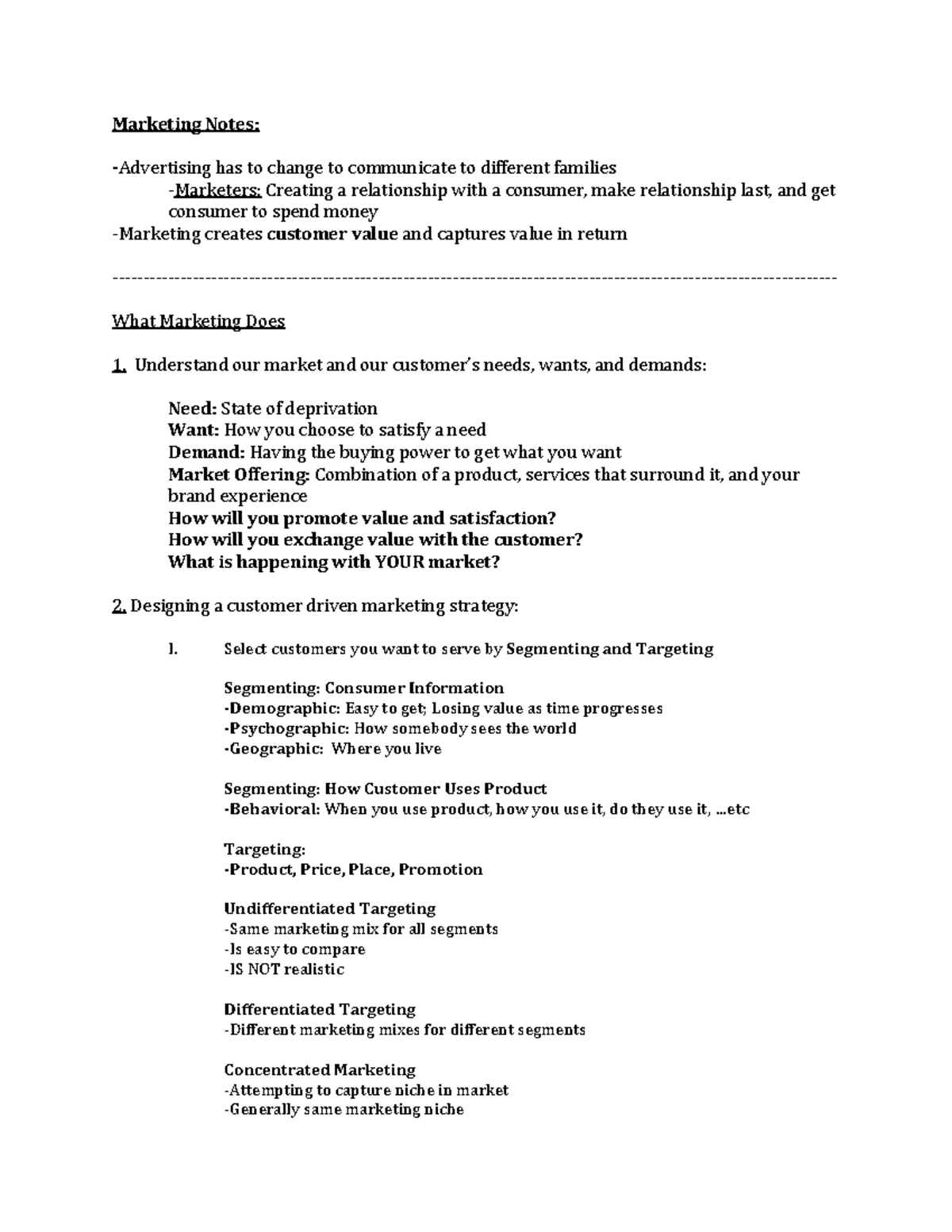 Chapter 1 Notes - Marketing Notes: -Advertising has to change to ...