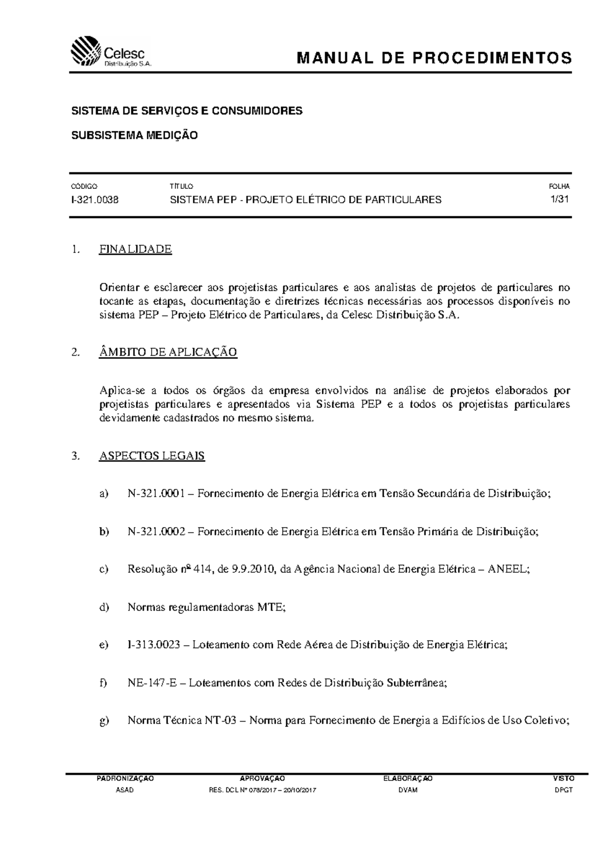 Manual de Procedimentos I-321.0038 - Sistema PEP - SISTEMA DE SERVIÇOS ...